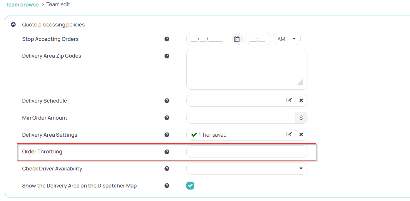 Order Throttling Rules – Cartwheel