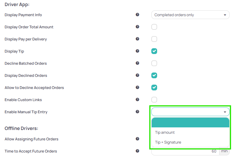 Manual Tip Entry for Drivers – Cartwheel